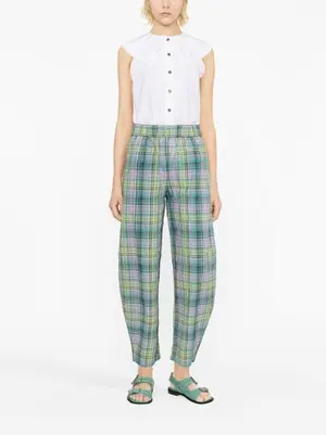GANNI Check-pattern Seersucker Pants