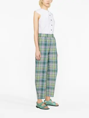 GANNI Check-pattern Seersucker Pants
