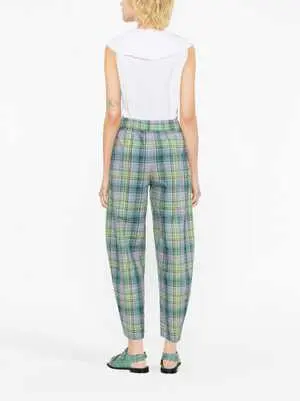 GANNI Check-pattern Seersucker Pants