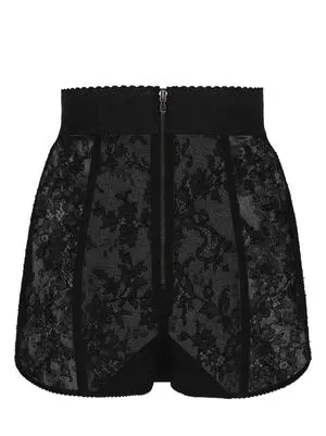 Dolce & Gabbana Lace Detailing High-waist Culotte Briefs - Black