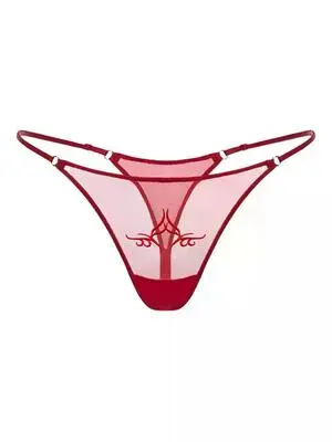 ZHILYOVA Tribal Embroidered-motif Thong - Red