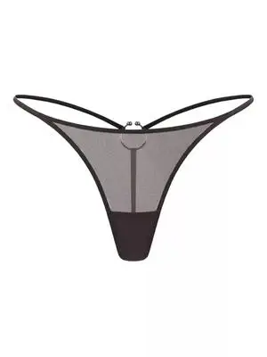 ZHILYOVA Dune Ring Hardware Sheer Thong - Brown