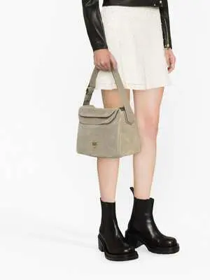 Pinko Big Leaf Suede Shoulder Bag