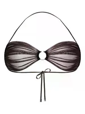 ZHILYOVA Icon Gathered-tulle Halterneck Bra - Brown
