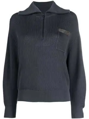 Brunello Cucinelli Monili-embellished Half-zip Jumper