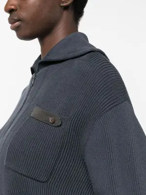 Brunello Cucinelli Monili-embellished Half-zip Jumper