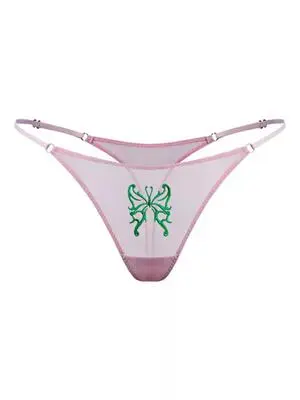 ZHILYOVA Butterfly-embroidery Tulle Thong - Pink