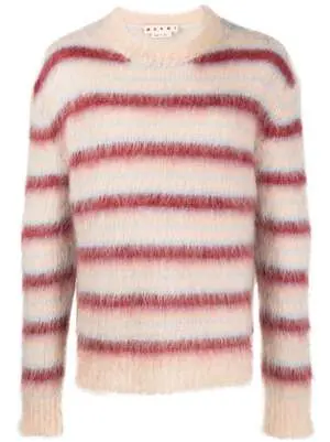 Marni Striped Brushed-effect Jumper - Neutrals