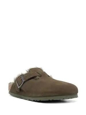 BIRKENSTOCK Boston Vl Suede Slides - Green