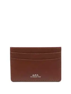 A.p.c. André Logo-stamp Leather Cardholder - Brown