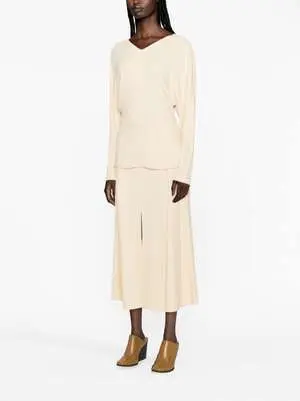 Stella McCartney Stitched Long-sleeve V-neck Blouse