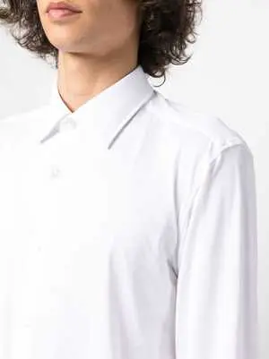 BOSS Pointed-collar Long-sleeve Shirt - White
