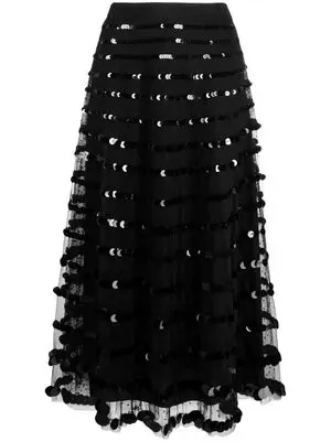 Red Valentino Sequin-embellished Tulle Midi Skirt - Black