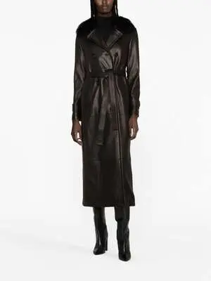 BLANCHA Shearling-collar Double-breasted Coat