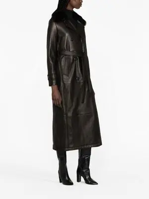 BLANCHA Shearling-collar Double-breasted Coat