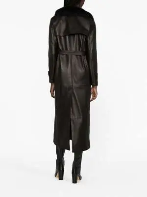 BLANCHA Shearling-collar Double-breasted Coat