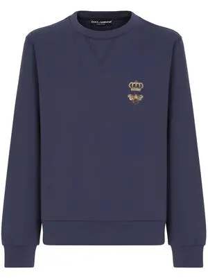 Dolce & Gabbana Bee-embroidered Cotton Sweatshirt - Blue