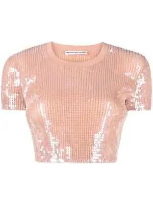 Alexander Wang Sequin-embellished Cropped T-shirt