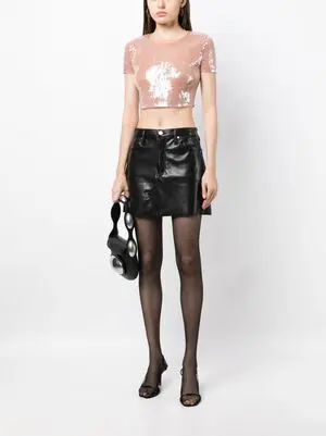 Alexander Wang Sequin-embellished Cropped T-shirt