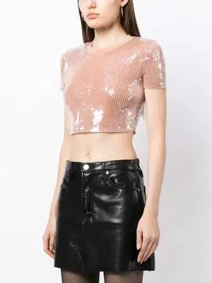 Alexander Wang Sequin-embellished Cropped T-shirt