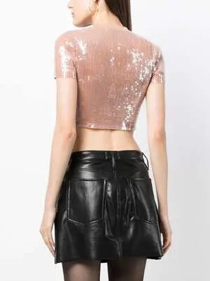 Alexander Wang Sequin-embellished Cropped T-shirt
