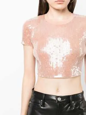 Alexander Wang Sequin-embellished Cropped T-shirt