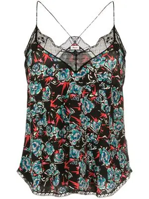 Zadig&Voltaire Christy Floral-print Silk Camisole - Black