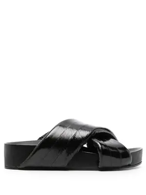 JIL SANDER Crossover-strap Leather Sandals - Black