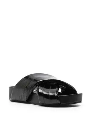 JIL SANDER Crossover-strap Leather Sandals - Black