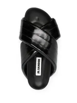 JIL SANDER Crossover-strap Leather Sandals - Black
