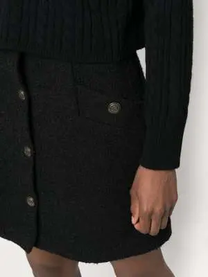 Sandro Button-detail Bouclé Miniskirt
