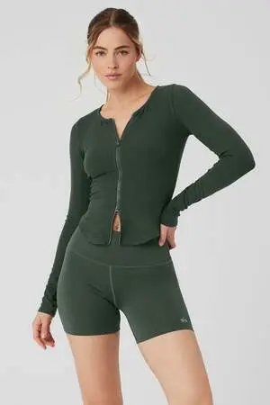 Alo Yoga Ribbed Stardust Long Sleeve Jacket Dark Cactus