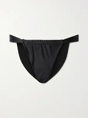 Good American Shine Stretch-satin Bikini Briefs - Black