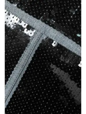 Rick Owens Sequined Stretch-denim Bustier Top - Black