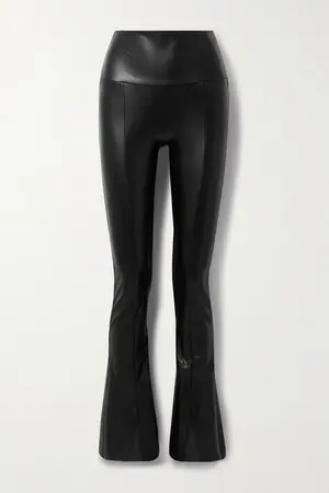 Norma Kamali Spat Vegan Leather Flared Leggings - Black