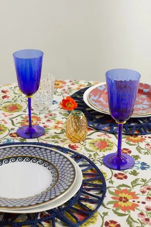 La DoubleJ Rainbow Set Of Two Murano Wine Glasses - Blue