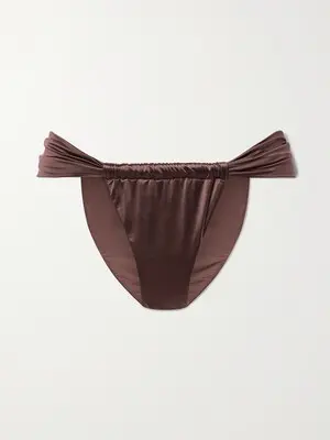 Good American Bali Stretch-satin Bikini Briefs - Brown