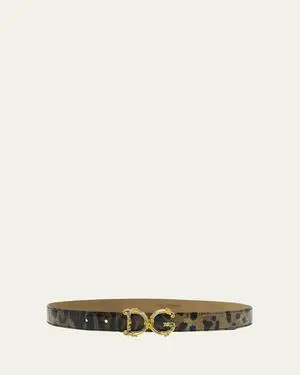 Dolce & Gabbana Dolce & Gabbana Leopard Print Belt With Logo Buckle - Leo