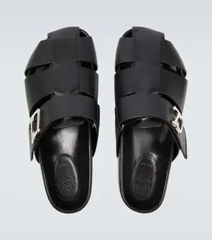 CHRISTIAN LOUBOUTIN Abubizz Leather Slippers - Black