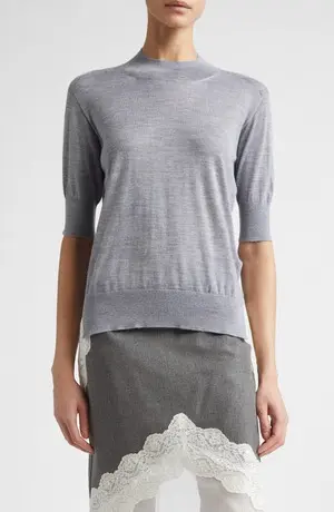 JIL SANDER Seamless Short Sleeve Sweater - Pebble