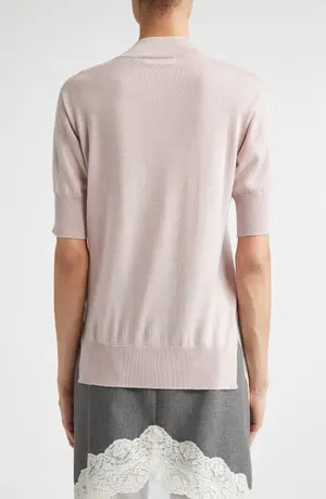JIL SANDER Seamless Short Sleeve Sweater - Rose