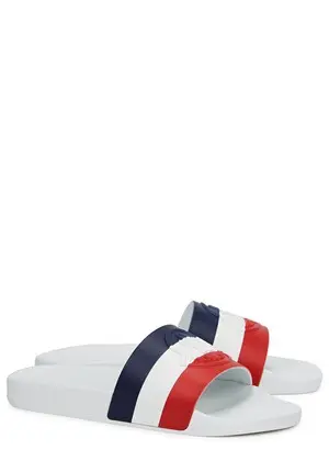 Moncler Basile Striped Rubber Slides - White