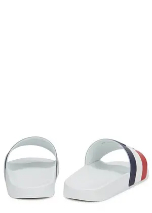 Moncler Basile Striped Rubber Slides - White