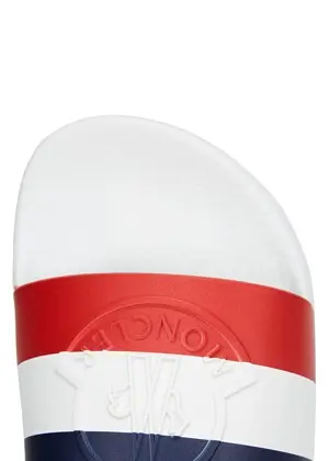 Moncler Basile Striped Rubber Slides - White