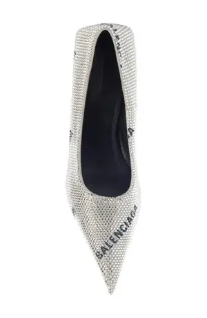 Balenciaga Square Knife Crystal Embellished Pointed Toe Pumps