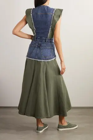 Chloé Paneled Denim Midi Dress