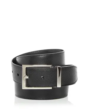 FERRAGAMO Leather Reversible Belt - Nero/hickory