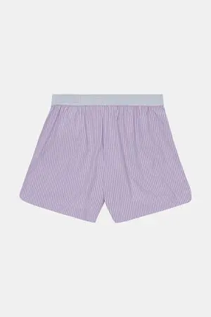GANNI Stripe Cotton Elastic Shorts - Blue