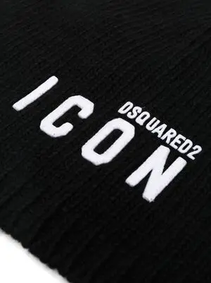 Dsquared2 Logo-embroidered Wool Beanie - Black