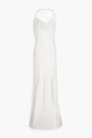 NICHOLAS Crystal-Embellished Halterneck Maxi Dress - Ivory